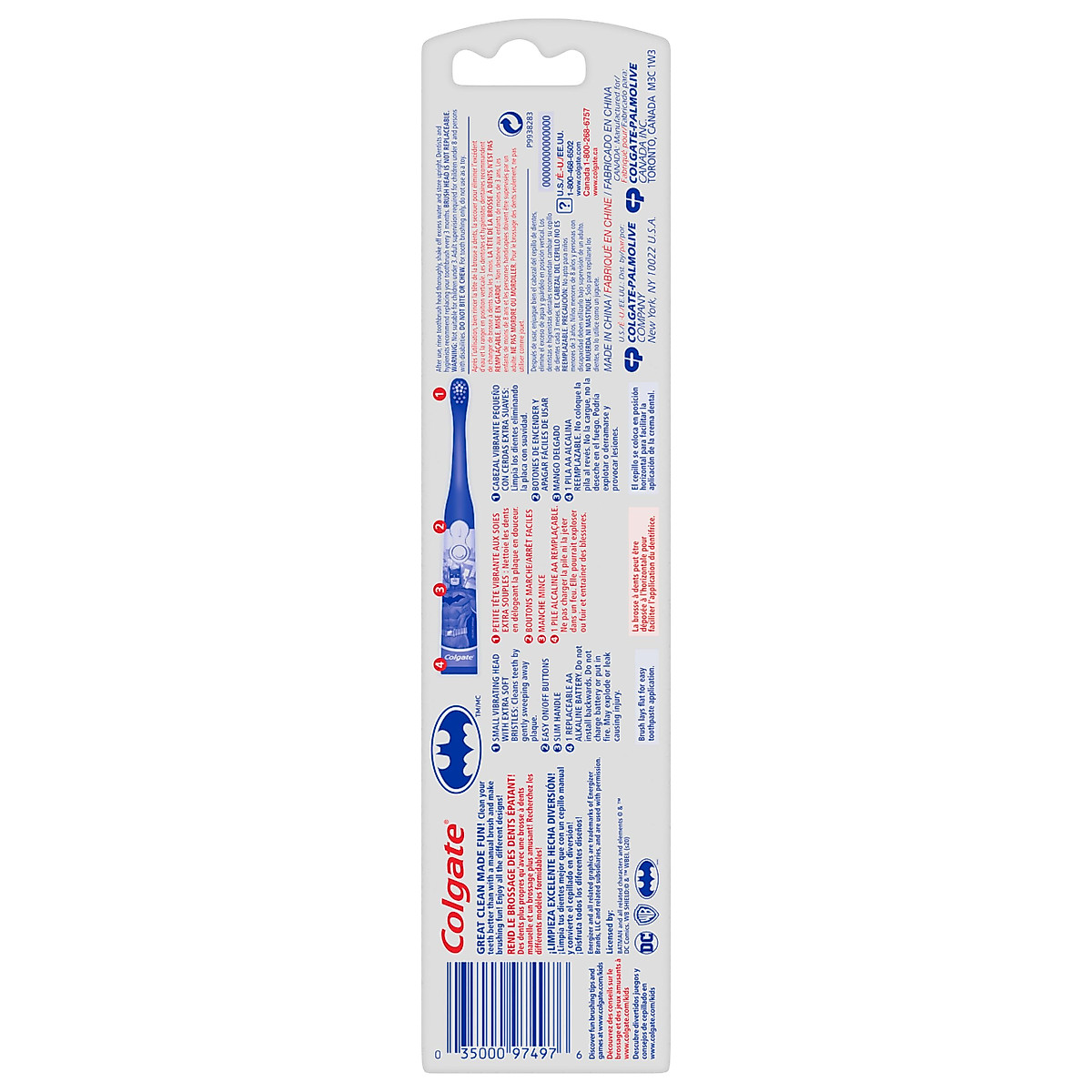 Colgate Kids Battery Powered Toothbrush, Batman, Extra Soft Toothbrush, Ages 3 and Up, 1 Pack