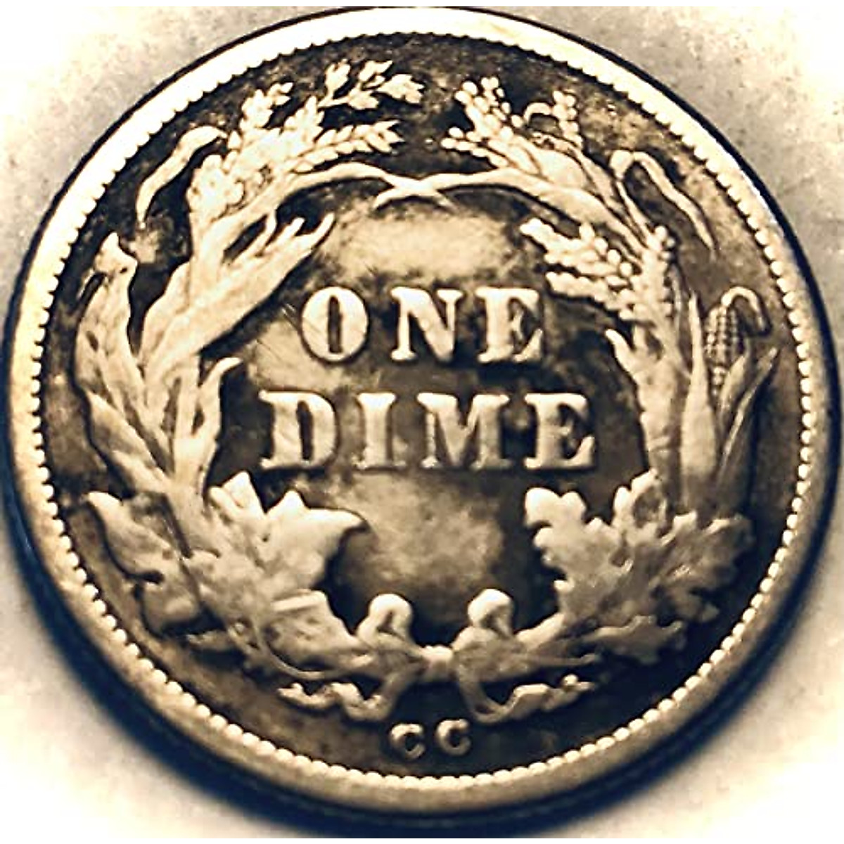 1876 CC Seated Liberty Silver Dime Extremely Fine