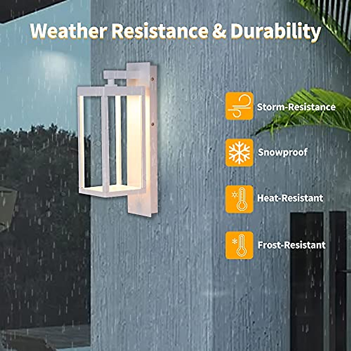 illumishin Outdoor Wall Light Fixtures Exterior Waterproof Wall Lanterns Porch Sconces Wall Mounted Lighting with Glass Shades, Modern Matte White Wall Lamps for Patio Front Door Entryway Garden