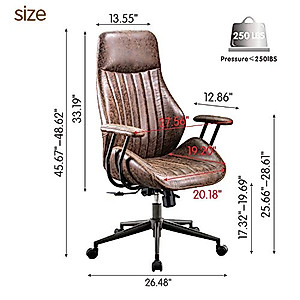 XIZZI Ergonomic Office Chair,Desk Chair,Executive Office Chair,Hige Back Leather Office Chair with Lumbar Support (Dark Brown)