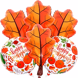KatchOn, Thanksgiving Turkey Balloons - Large 22 Inch, Pack of 6 | Big Orange Mylar Balloons - 22 Inch, Pack of 6 | Happy Thanksgiving Balloons - Large 27 Inch, Pack of 6 | Thanksgiving Foil Balloons