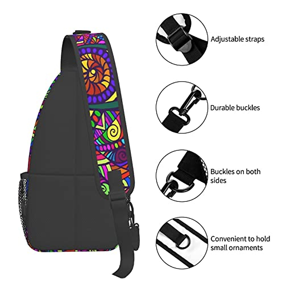 ROSIHODE Trippy Art Sling Bag, Fashion Crossbody Backpack Shoulder Bag Chest Bag for Men Women Outdoor Cycling Hiking Travel