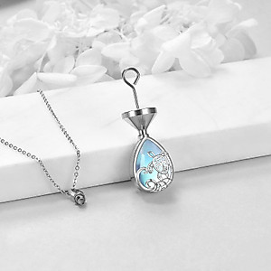 ONEFINITY Moonstone Turtle Urn Necklace for Ashes Sterling Silver Turtle Cremation Jewelry for Ashes of Loved Ones Keepsake Jewelry