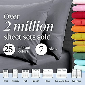 LuxClub 6 PC Queen Sheet Set, Bamboo Sheets Queen Size, Deep Pockets 18" Eco Friendly Wrinkle Free Cooling Bed Sheets Machine Washable Hotel Bedding Silky Soft - Light Grey Queen