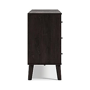 Signature Design by Ashley Piperton Contemporary Scandinavian 6 Drawer Dresser, Two-Tone Black
