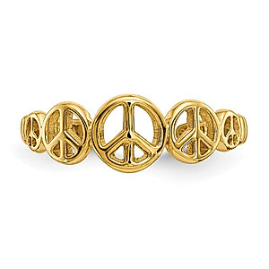 BillyTheTree Jewelry 14K Yellow Gold Cutout Polished Peace Sign Toe Ring