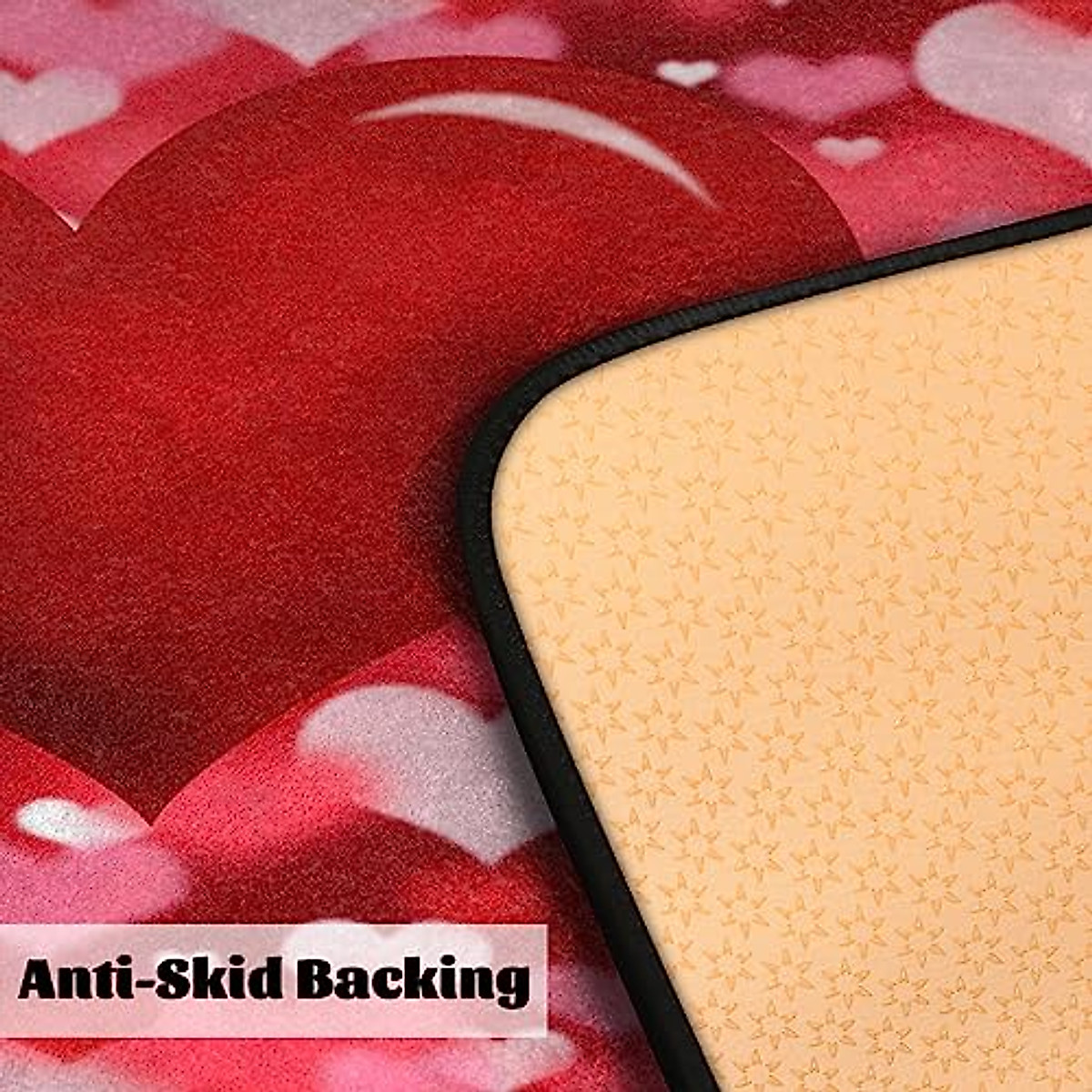KOBLEN Red Love Hearts Kitchen Rugs Non Slip Washable Absorbent Kitchen Mats 20x39 inch Cushioned Anti Fatigue Kitchen Floor Mats for in Front of Sink