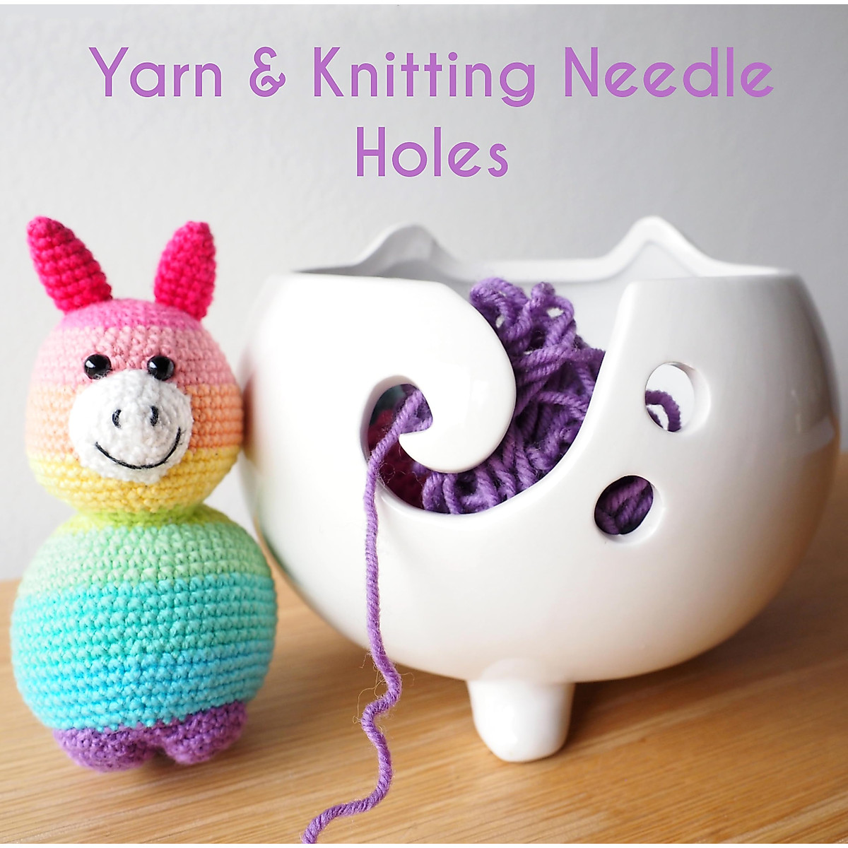 Cat Yarn Bowl for Knitting - Cute Ceramic Knitting Bowl Extra Large - Ceramic Yarn Bowl Crochet Accessories Yarn Holder Storage Gift for Knitters Funny