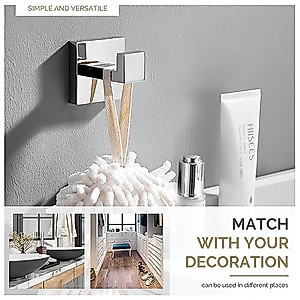 Angle Simple Bath Towel Hook, Solid Metal Bathroom Shower Square Hook Hand Towel Bathrobe Sponges Hanger Kitchen Cabinet Closet Hook Pants and Shirt Holder Polished Chrome, Wall Mounted