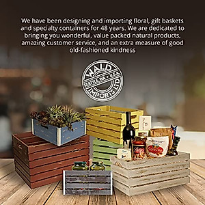 Wald Imports - Set of 3 Red, Green & Gold Wooden Crates for Storage - Decorative Wooden Crate Set for Home Decoration & Display - Vintage Storage for Household Goods