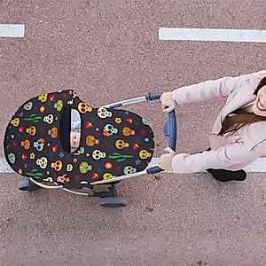 Sugar Skull Flowers Baby Car Seat Cover for Baby Boys and Girls Breathable Lightweight Carseat Cover Baby Carrier Cover Soft Flexible for Girls Boys