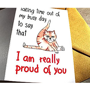 I Am Really Proud of You Card (Ginger Cat) - Funny Handmade Congratulations Card, New Job, Job Promotion, Retirement and Graduation Congrats Card to Graduate, Coworker, Colleague, Boss, Friend