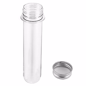 HAKZEON 50 PCS 40ml Plastic Test Tube with Caps,140 x 25 mm Clear Test Tubes with 50 Seal Protection Sheets, for Scientific Experiments, Plant Cultivation，Party Decoration, Candies Salt Container
