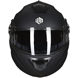 ILM Motorcycle Helmets for Adults Dual Visor Enlarged Air Vents Modular Full Face Cascos para Motos Men Women DOT Model DP998(Matte Black, Large)