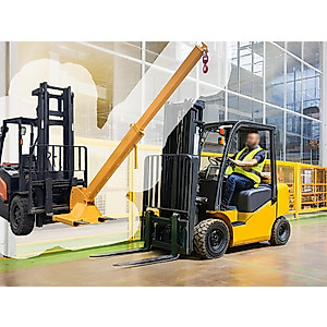 INTSUPERMAI Forklift Jib Boom Crane with 0-75° Adjustable Tilt Angle, 2 Ton/4400 LB Forklift Mobile Crane, Adjustable Forklift Crane Attachment with Truss Hoist Jib Boom Hook, Max 12.14ft/3.7m Length