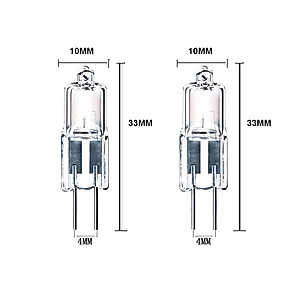 10pcs G4 Halogen Light Bulb 35W T3 JC Type Clear 12V AC/DC Bi-Pin Bulb for Landscape Lighting,Accent Track Under Cabinet Puck Light 360° Warm White (watts, 35)