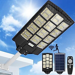 PATIOPIA 5500W Solar Street Lights Outdoor, 888 LEDs 6500K Solar Parking Lot Lights Dusk to Dawn, IP67 Waterproof Solar Motion Sensor Lights Suitable for Commercial Street,Yard, Garden, Parking Lot