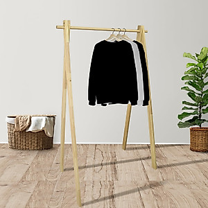 Casual Home Solid Wood No Tool Assembly Collapsible Aesthetic Clothing Garment Rack