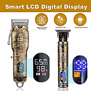 RESUXI Hair Clippers for Men with Barber Trimmer Set,Professional Haircut Clippers for Hair Cutting Grooming Kit,Cordless Beard Trimmer Hair Cutter Barber Supplies USB Rechargeable