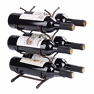 SCDGRW Wine Racks Countertop, 9 Bottles Wine Holder for Wine Storage, Small Wine Rack, Modern Black Metal Wine Holder Stands, Wine Storage for Pantry, Bar, Cabinet, No Assembly Required