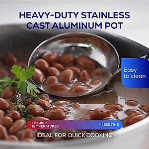 Universal Extra Large Caldero 75 Cups - 27.7 QT / 26.6 L, Stainless Aluminum Pot, Even Heat Distribution and Fast Cooking Dutch Oven Pot with Ergonomic Handles, Ideal for Rice, French Fries, and More