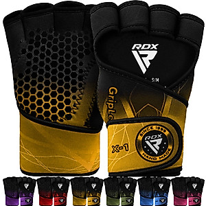 RDX Weight Lifting Gloves Grips Fitness Gym Workout, Long Wrist Support, Ventilated Open Back Anti-Slip Gripper, Strength Training Deadlift HIIT Exercise, Women Men Cycling Climbing Gymnastics Rowing