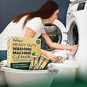 Renuv Heavy Duty Washing Machine Cleaner Descaler - Large Foaming Tablets For Front Load or Top Load, 6 Pack
