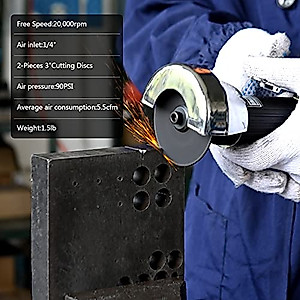 YON.SOU. Air Cut Off Tool with 10 pcs 3-inch Die Grinder Cut-Off Wheels, Pneumatic Metal Sheet Cutting Tool, Heavy Duty Air Cutter, 3" Cutoff Tool