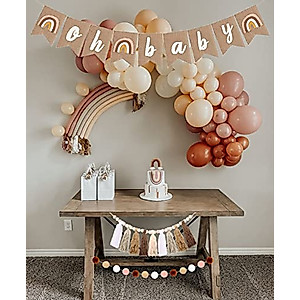 Boho Tassel Garland Oh Baby Boho Rainbow Burlap Banner and Boho Pom Pom Garlands Balls Garlands Birthday Wall Hanging Decor Set for Boho Home Party Baby Shower Supplies