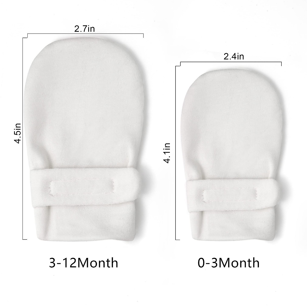Newborn Baby No Scratch Mittens Stay On, 100% Cotton Breathable, Adjustable Infant Gloves for Baby Boys Girls Mittens