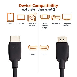 Amazon Basics High-Speed HDMI Cable (48Gbps, 8K/60Hz ) - 6 Feet, Dark Gray