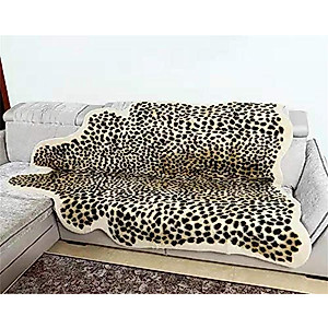 Huichenxing2021FURSTORE Faux Cheetah Area Rug Animals Printed Hide Mats Leopard Faux Hide Area Rug 5.2ft x 6.5ft/ 63 x 78.7inch / 160 x 200cm
