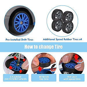 Liberty Imports RC Drift Car 1/24 2.4GHz 4WD Remote Control Sport Racing On-Road Vehicle with LED Light, Batteries and Drift Tires (Silver)