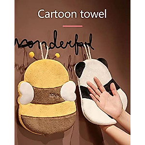 Pandas and Bees Funny Hand Towels - Cute Bathroom Kitchen Towels Decorative Pandas and Bees Decor Hanging Face Towels Absorbent Soft-Super Soft Highly Absorbent Towel for Bathroom