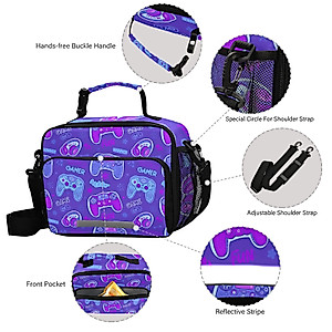 VIGTRO Cute Joysticks Gamepad Lunch Bag, Insulated Leakproof Lunch Box with Adjustable Shoulder Strap, Game Controller Joypad Reusable Cooler Tote Bag for Work,Office,Picnic,Travel