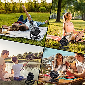 sunvito Outdoor Floor Fan with Light, 8 Inch Portable Battery Operated High Velocity Industrial Fan with hook, Rechargeable Floor Fan for Garage, Camping, Gym, Indoor (fan00001)