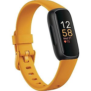 Fitbit Inspire 3 Health &-Fitness-Tracker with Stress Management, Workout Intensity, Sleep Tracking, 24/7 Heart Rate and more, Morning Glow/Black, One Size (S & L Bands Included)