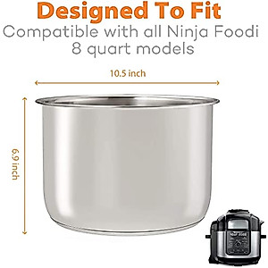 Goldlion Stainless Steel Inner Pot Compatible with Ninja Foodi 8 Quart Accessories Replacement Insert Liner