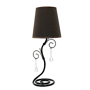 Simple Designs LT2010-BWN Black Twisted Vine Hanging Crystals Table Lamp, Brown