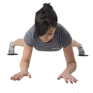 Synergee Jet Black Core Sliders. Dual Sided Use on Carpet or Hardwood Floors. Abdominal Exercise Equipment