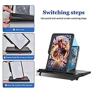 Newseego 12 ” Foldable Phone Screen Magnifier, 3D HD Horizontal and Vertical Phone Amplifier Eye-Protective Movie Video and Game Enlarger Portable Phone Holder Screen Magnifier for Smartphones.