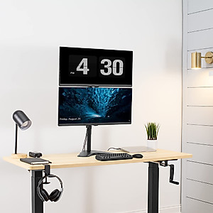 VIVO Dual Monitor Desk Stand Free-Standing LCD Mount, Holds in Stacked Vertical Position 2 Ultrawide Screens up to 34 inches, Black, STAND-V002L