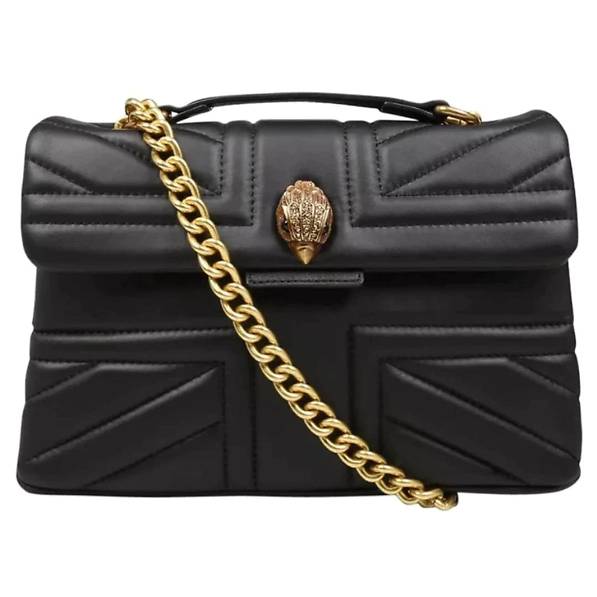 Kurt Geiger Crossbody Women’s Kensington Black Leather Union Jack Quilted Bag