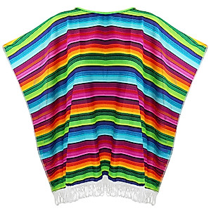 Skeleteen Mexican Serape Poncho Costume - Cinco De Mayo Mexican Fiesta Ponchos for Adults and Kids