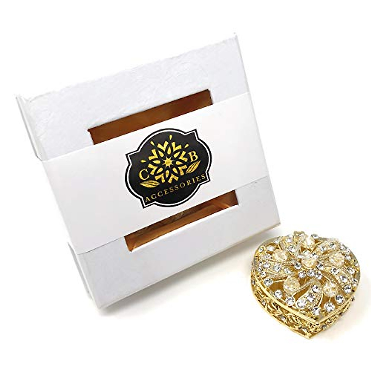 Wedding Unity Coins - Arras de Boda - Heart Shaped Box with Decorative Rhinestone Crystals 78 (Gold)