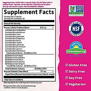Dr. Formulated Probiotics for Women & Prebiotics, 50 Billion CFU for Women’s Daily Digestive Vaginal & Immune Health, Garden of Life 16 Probiotic Strains Shelf Stable No Gluten Dairy Soy, 30 Capsules