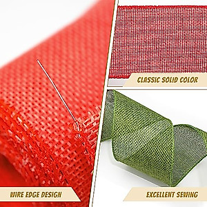 Mlurcu Fall Ribbon Burlap Wired Ribbon 2 Inch Wide Thick Solid Fabric Wire Edge Ribbon 6 Rolls 30 Yards Autumn Ribbon for Crafts Wreaths Bows Making Thanksgiving Christmas Wedding Outdoor Decorations