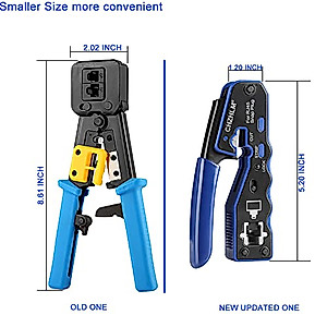 CHZHLM Rj45 Crimp Tool Kit Pass Through Crimping Tool Crimper Cutter for Cat6 Cat5 Cat5e with 50PCS Connectors Mini Wire Stripper Cable Tester and Plier