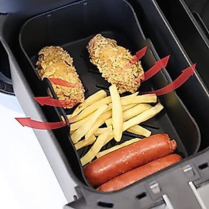 KINLYBO Air Fryer Silicone Pot and Magnetic Cheat Sheet Set for Ninja Foodi Dual, Reusable Silicone Air fryer Liner Baking Tray Basket, Air Fryer Accessories Cook Times