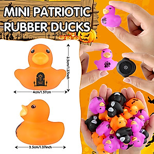DEEKIN 100 Pcs Patriotic Rubber Duck Bulk 1.57 Inch 4th of July Float Rubber Ducks Independence Day Small Shower Star Rubber Duck for Memorial Day Baby Shower Summer Party(Pumpkin Bat)